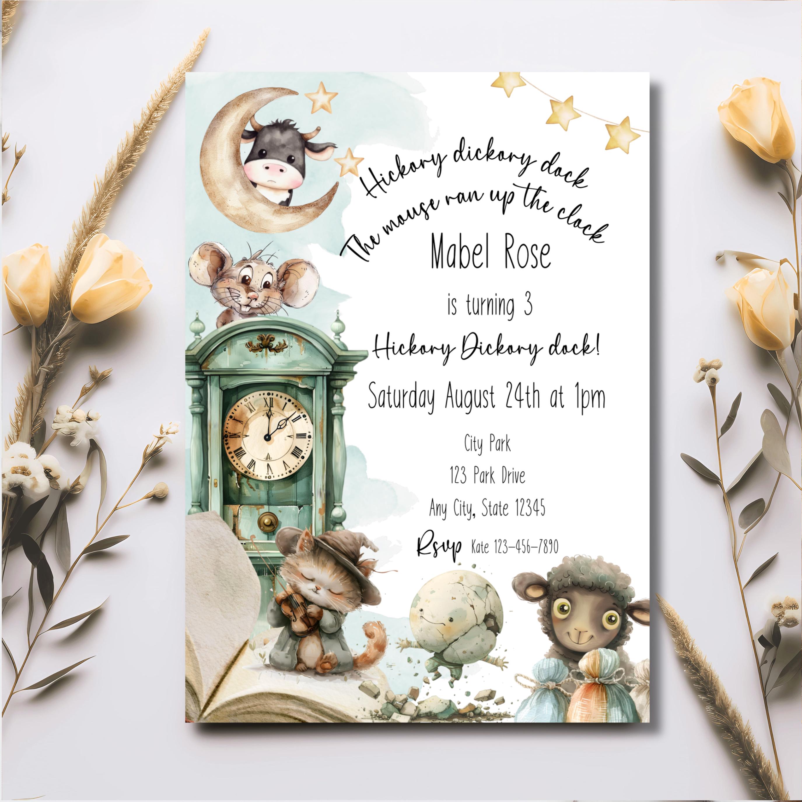 Nursery Rhyme Birthday Invitation| Car and the Fiddle Birthday ...