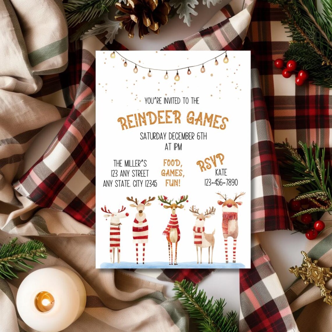 Reindeer Games Invitation | Holiday Family Fun (instant Download) - Etsy