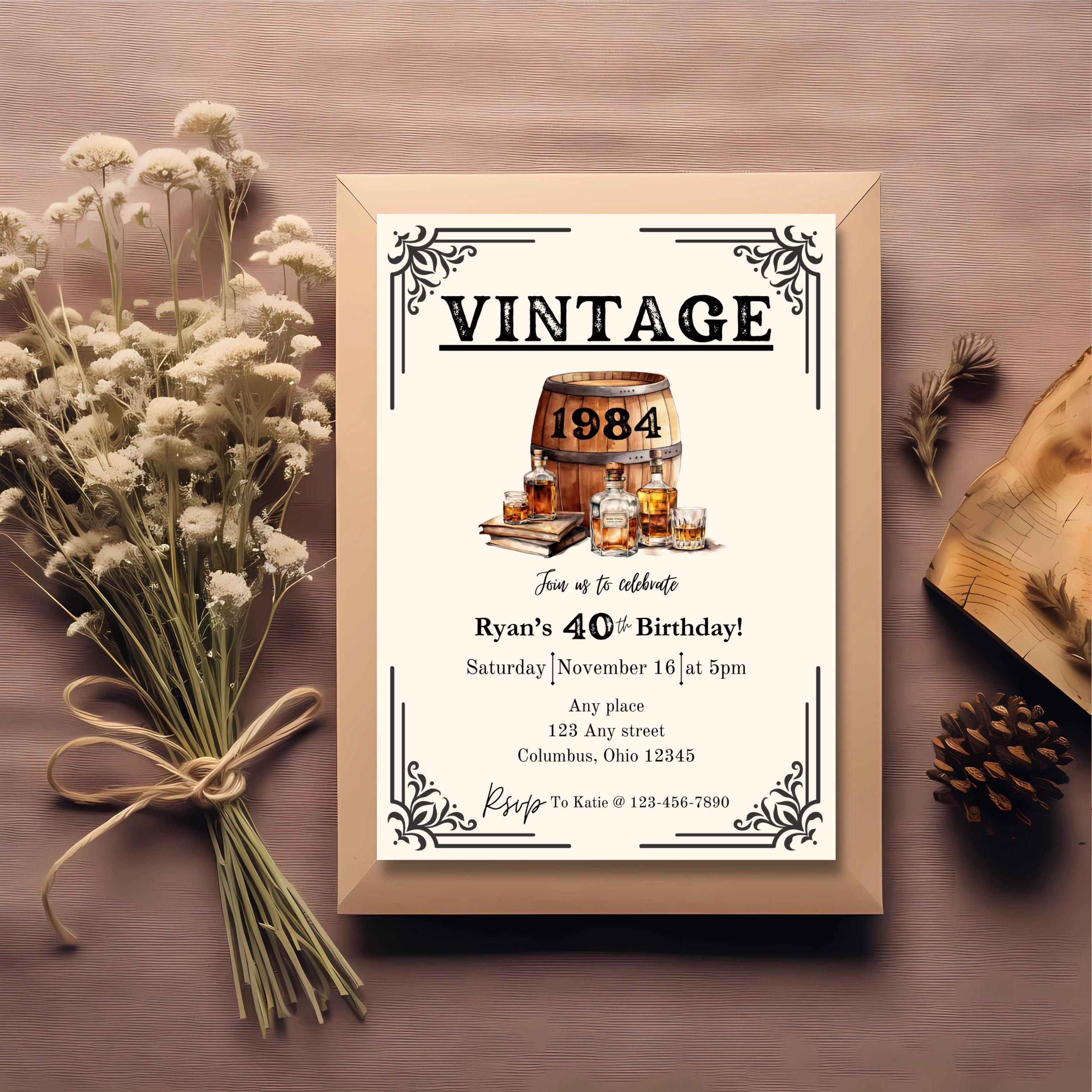 Bourbon Birthday Invitation| Aged to Perfection| Editable Invitation ...