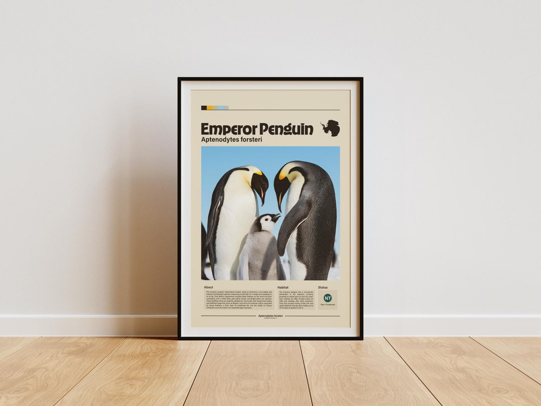 Emperor Penguin Wall Art | Penguin Poster | Modern Wildlife Art Decor ...
