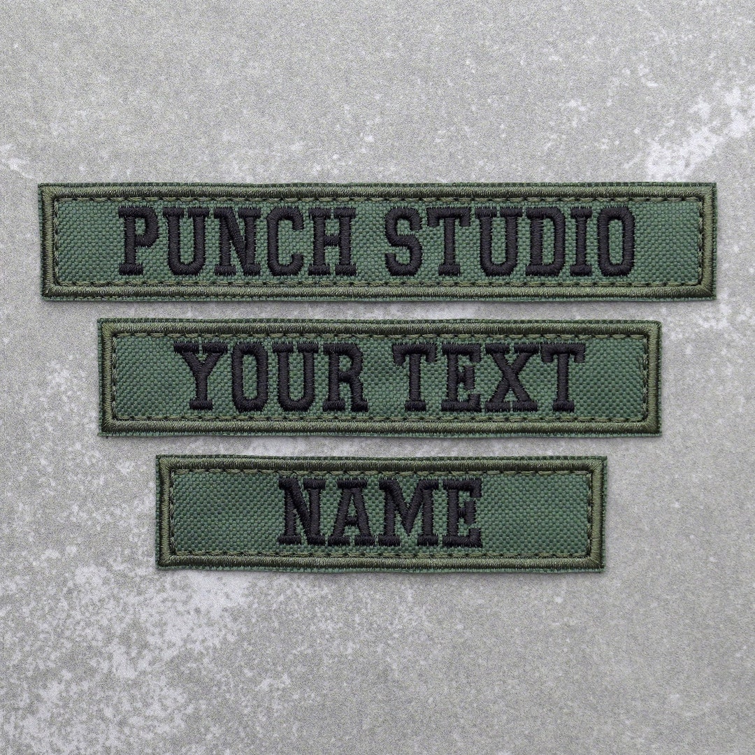 Personalised Military Tactical Nametapes Embroidery Patch, Green Bold ...