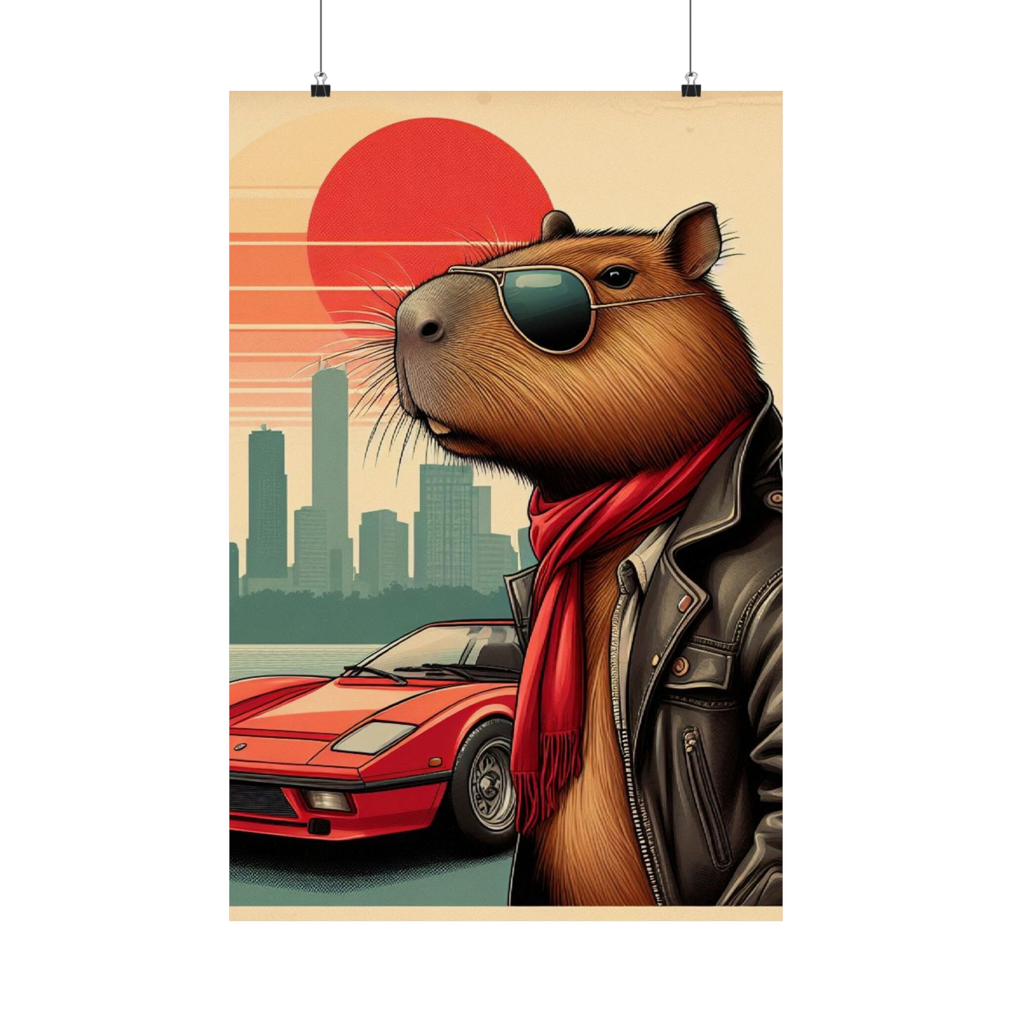 Capybara Poster, Capybara Gangster, Wall Art, Vintage Photo, Vintage ...
