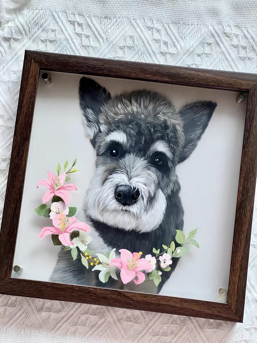 Custom Hand-painted Pet Dioramas, Pet Portrait From Photo, Pet 3d Hand ...