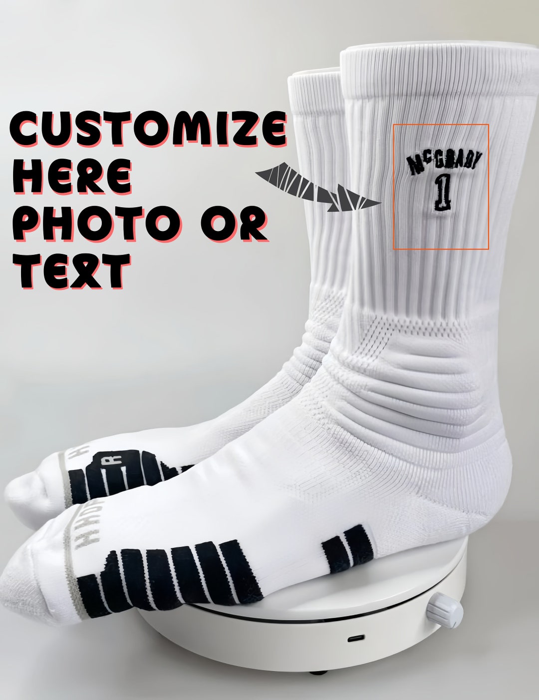 Custom Basketball Socks, Photo Customization, Embroidery, Supportive ...