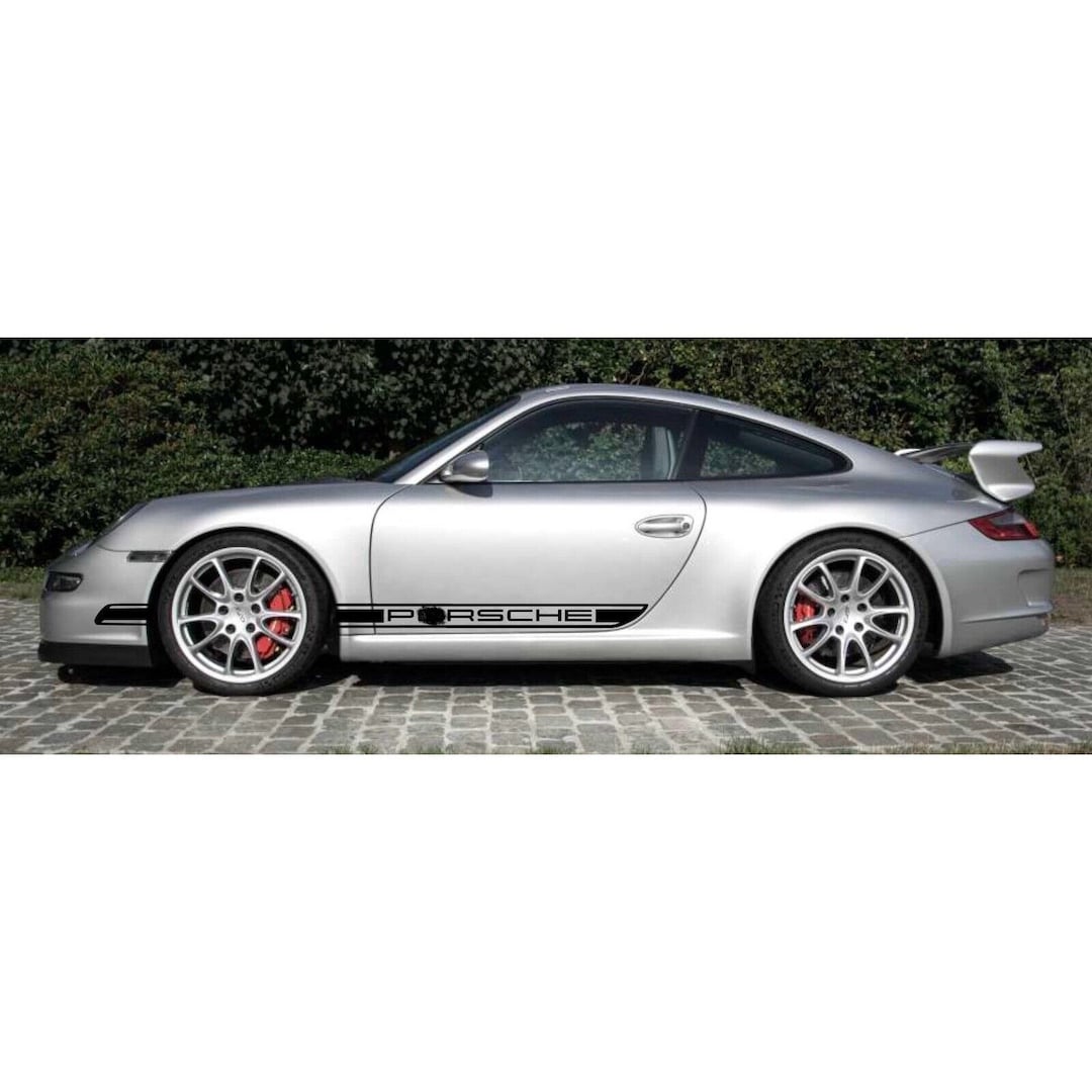 Triple Stripe Custom Side Decals Set for Porsche 911 2005-2011 997 997. ...