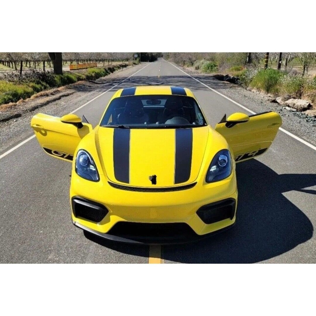 Dual Stripe Custom Hood Decals Set for Porsche 2015-2023 Cayman 718 981 ...