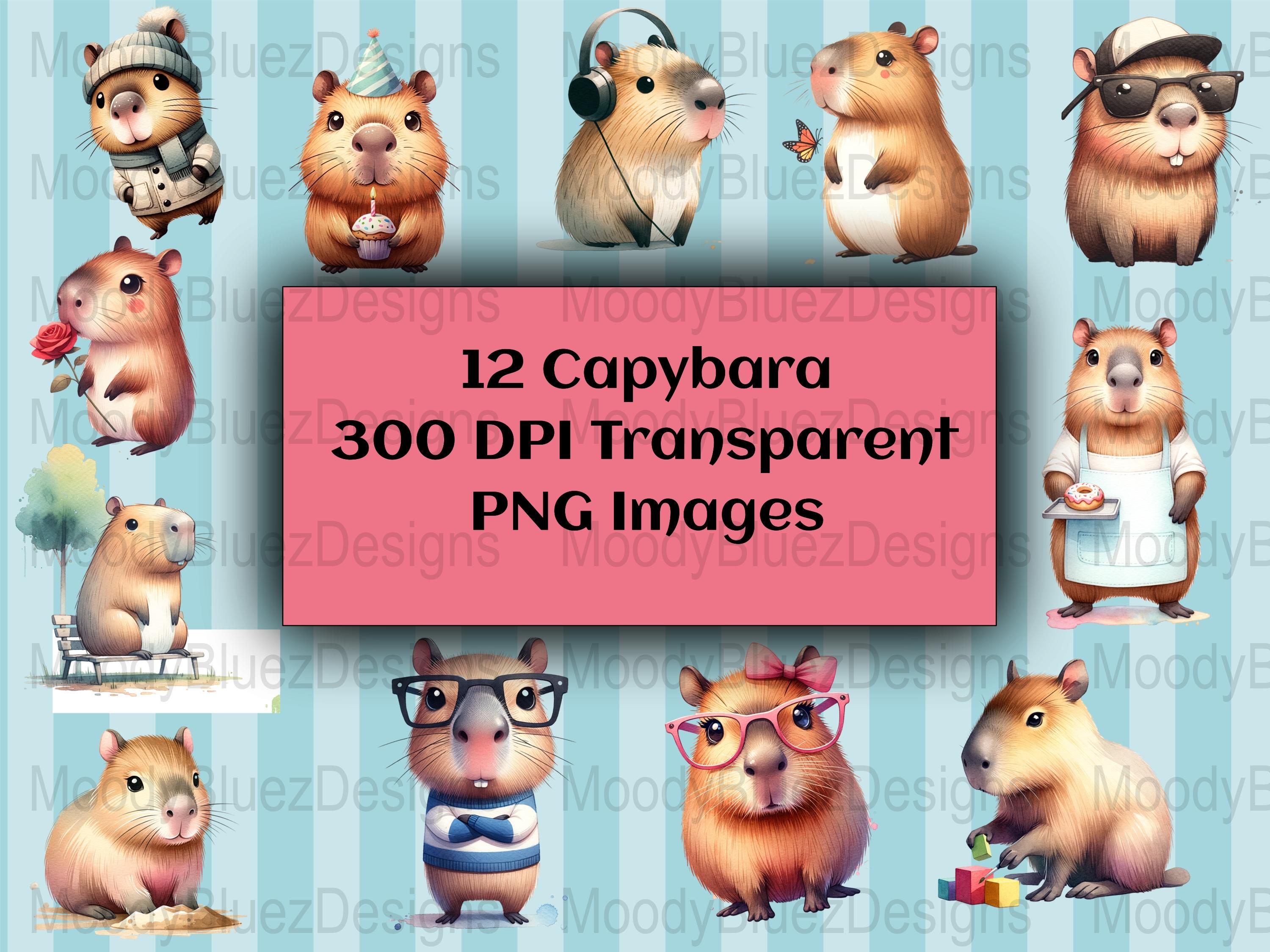 Lindo conjunto de imágenes prediseñadas de capibara, 12 adorables ...