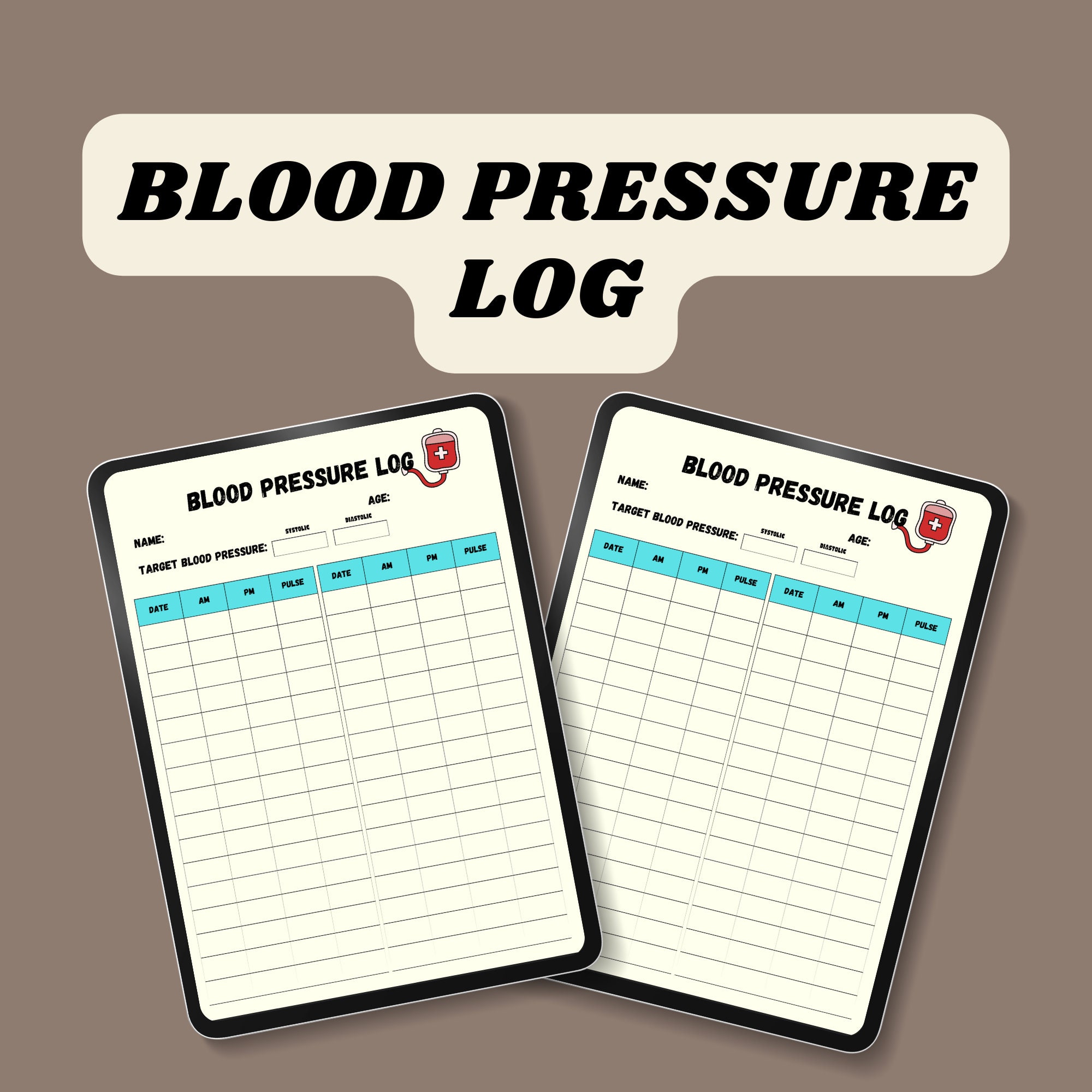 Blood Pressure Log Editable Printable Blood Pressure Tracker Medical ...