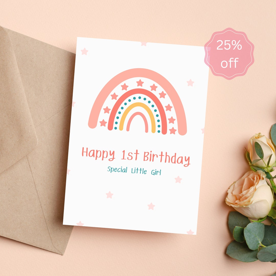 1st Birthday Card Printable Printable Birthday Card for Special Little ...