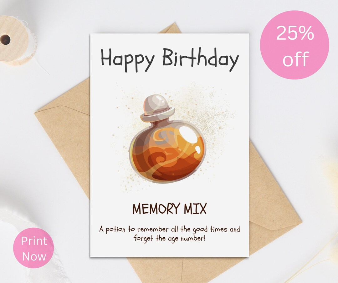Special Memory Mix Potion Printable Funny Birthday Card for Potterhead ...