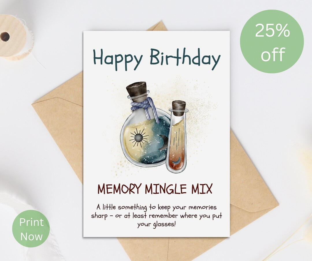 Special Memory Mingle Potion Printable Funny Birthday Card for ...