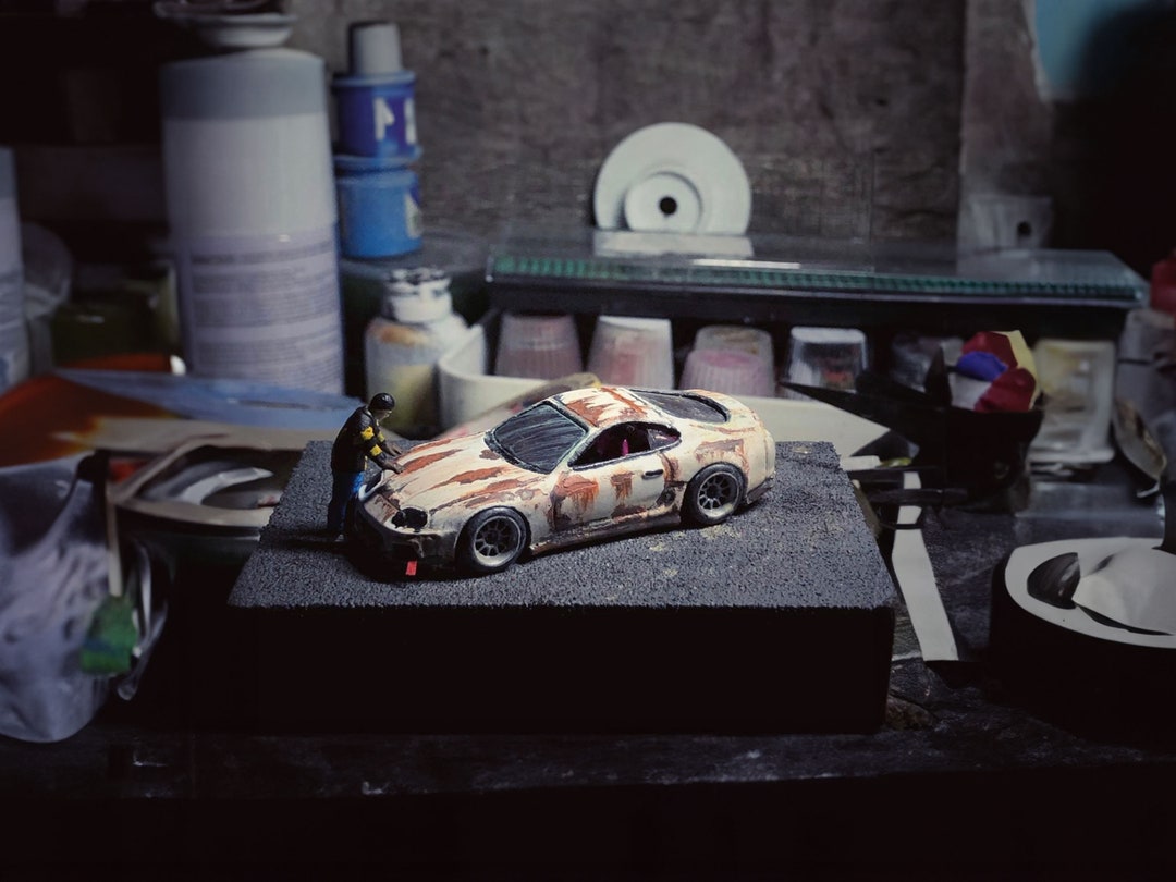 Diecast Car Toyota Supra Rusty Handbrush Weatehring Old Damage 1/64 ...