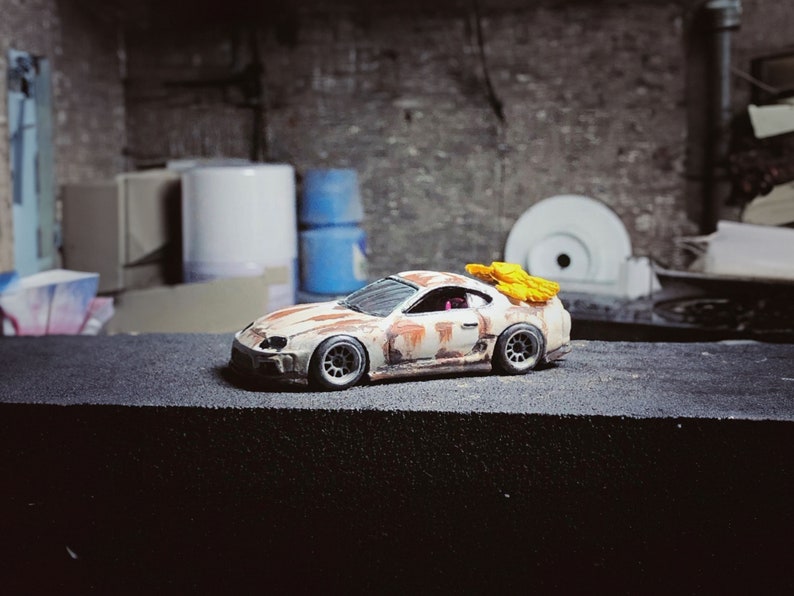 Diecast Car Toyota Supra Rusty Handbrush Weatehring Old Damage 1/64 ...