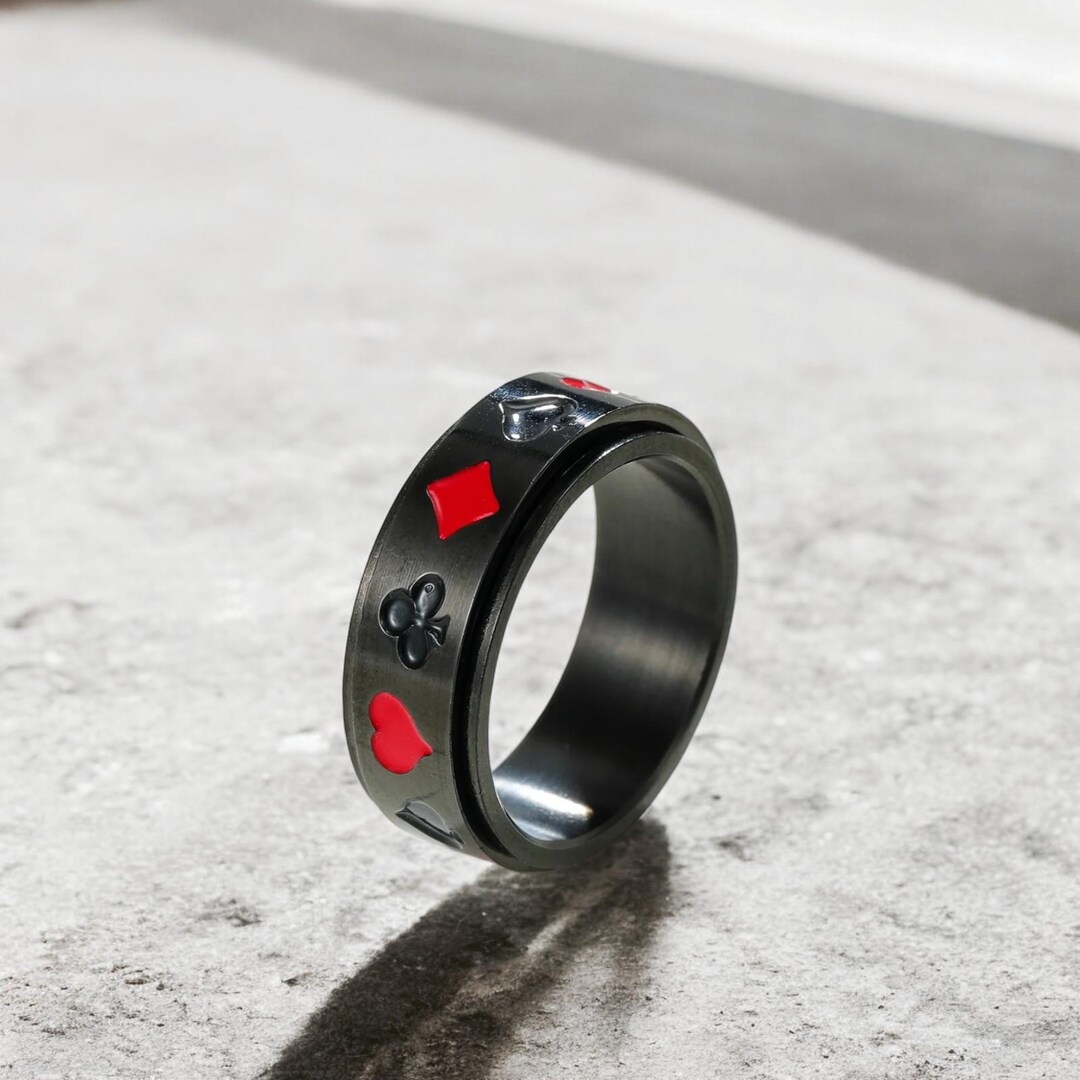 Playing Card Symbols Spinner Ring, Pips Symbols Ring, Anti Anxiety Ring ...