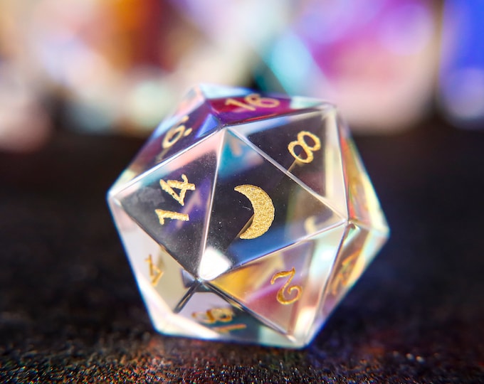 Rainbow Crystal Dice Full Set in Case, Dungeons and Dragons, Special ...