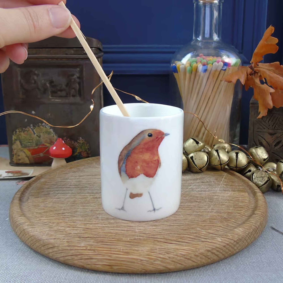 Robin Bone China Christmas Candle Holder - Etsy