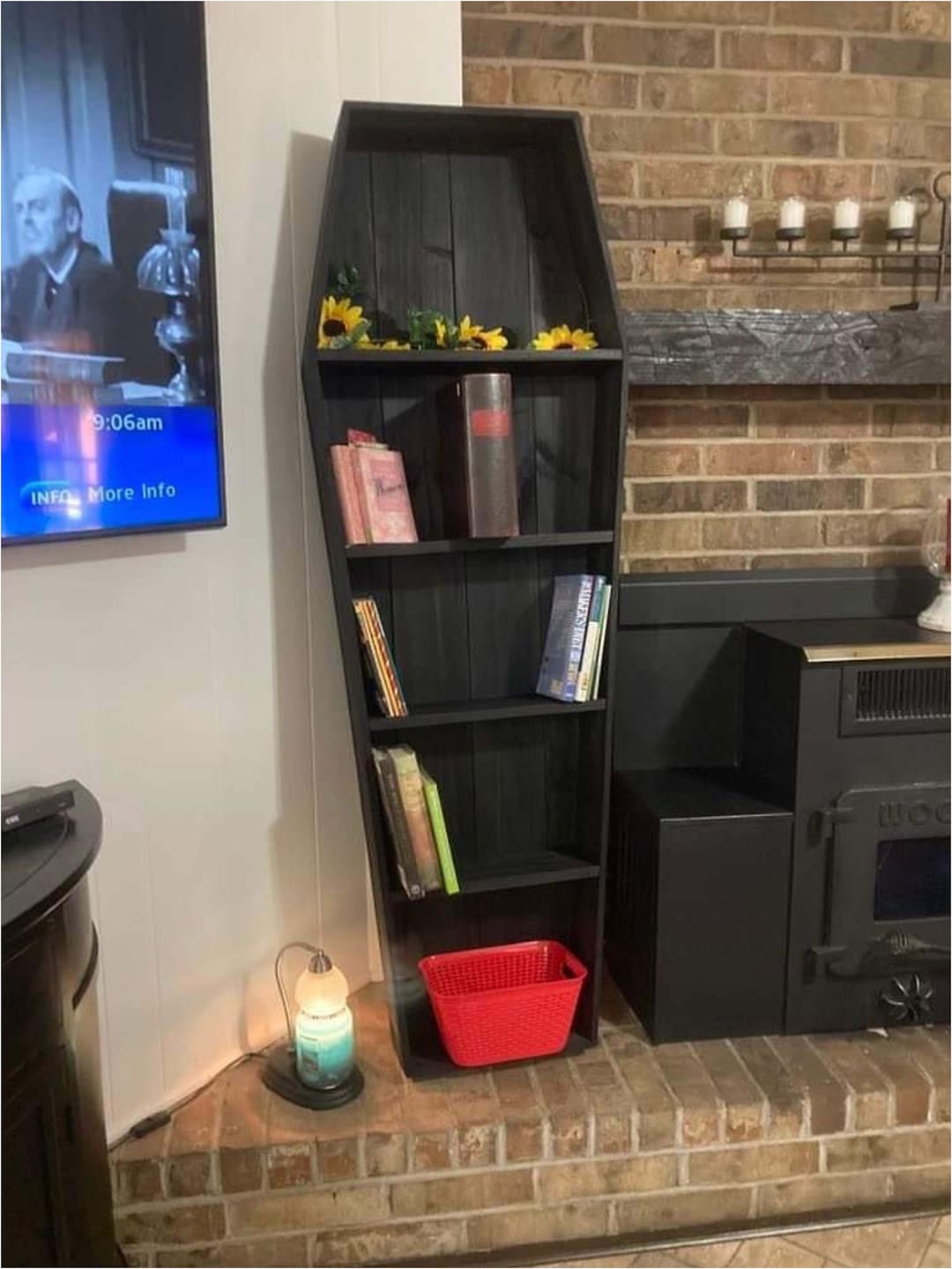 72 / 6 Foot Coffin Bookshelf, Goth, Spooky, Halloween, Wooden, Vampires ...