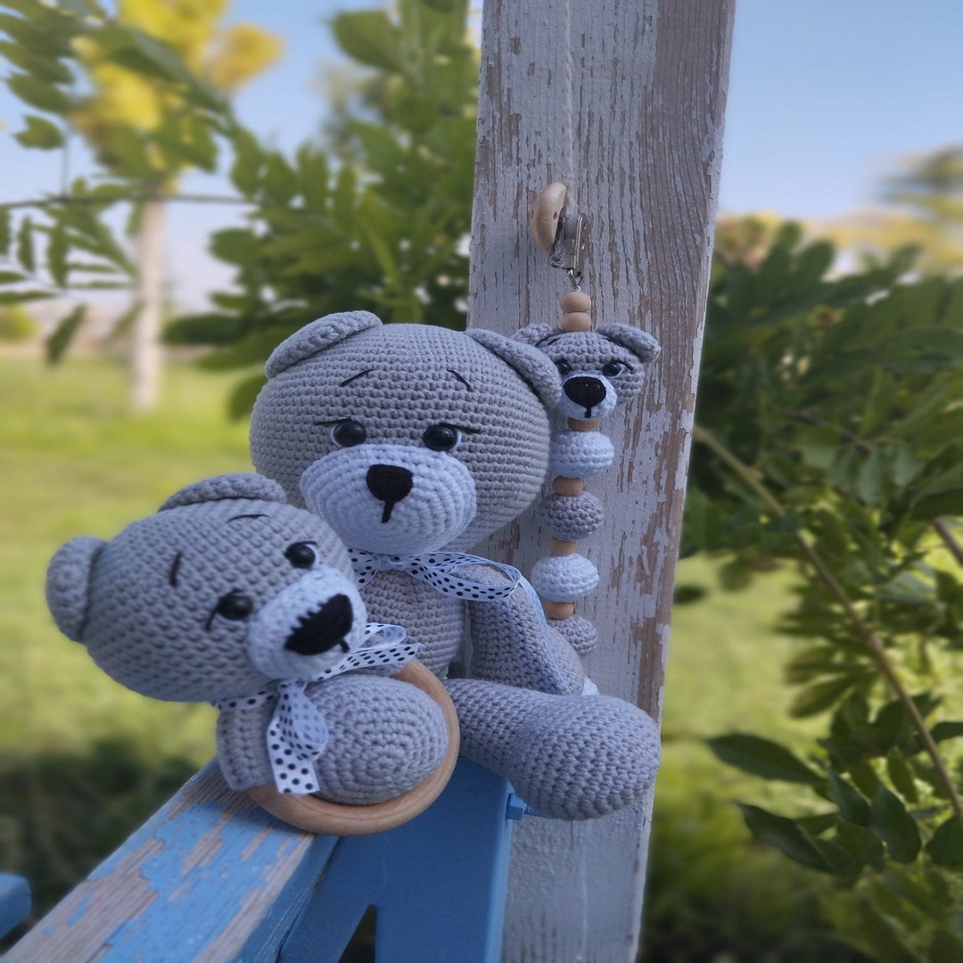 Cute Blue and Gray Bear Toy Crochet Toys Are Crafted Using ...
