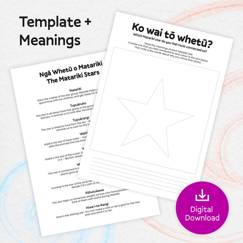Matariki Star Colouring in Template - Etsy