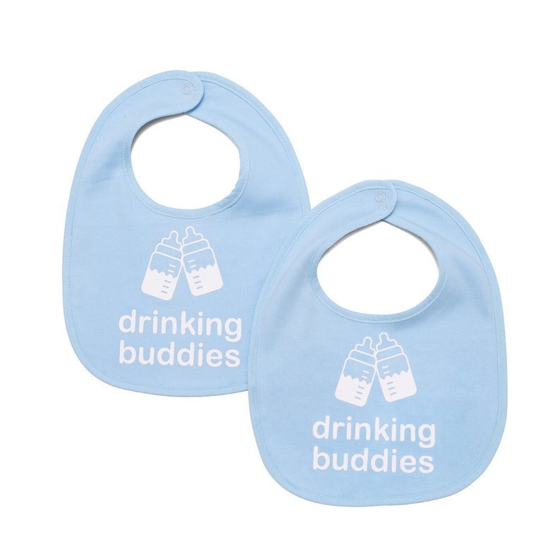 Twin Babies Bibs, Drinking Buddies Bibs, Baby Shower Gift, Perfect Neck ...