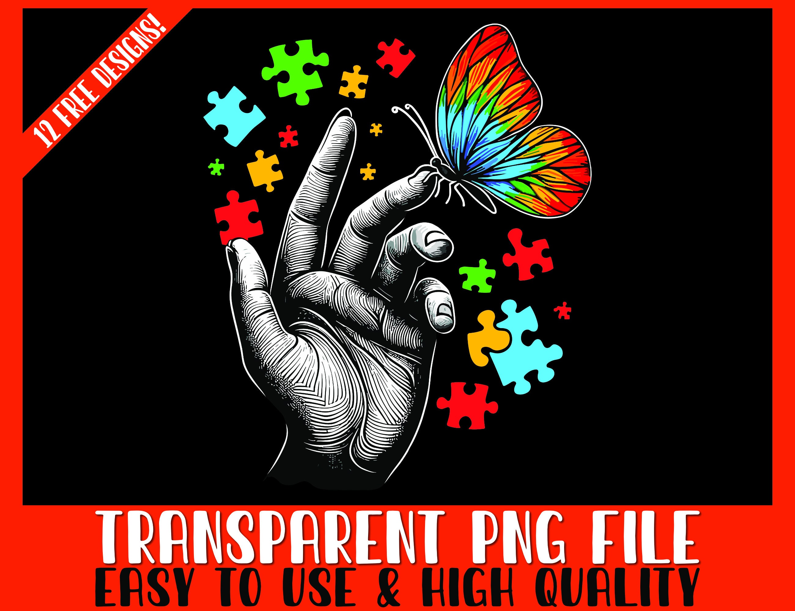 Autism Awareness PNG, Autism Butterfly PNG, Sublimation Design PNG ...