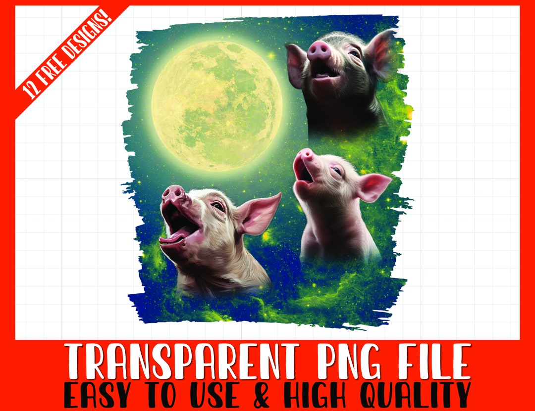 Pigs Howling to Moon PNG, Pig PNG, Sublimation Design PNG, Instant ...