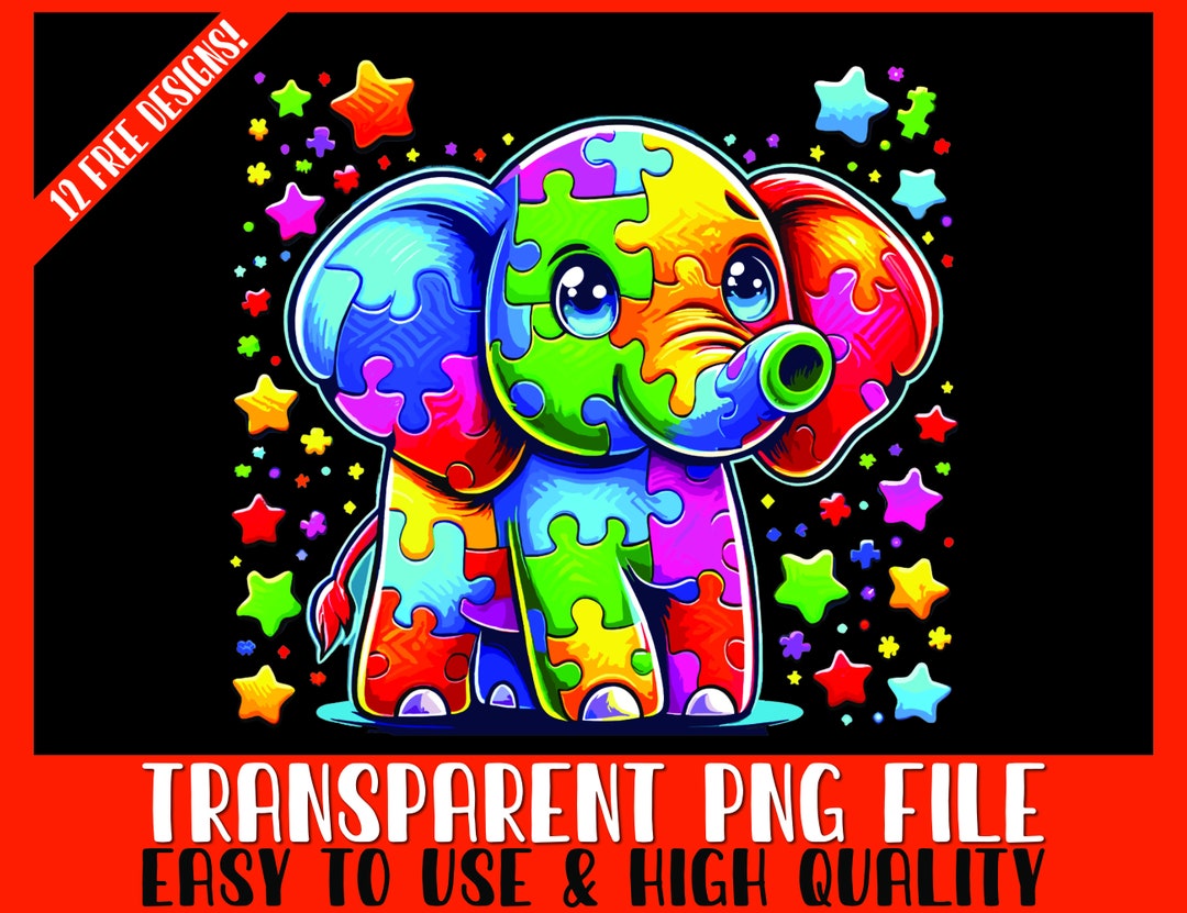 Autism Awareness PNG, Autism Elephant PNG, Sublimation Design PNG ...