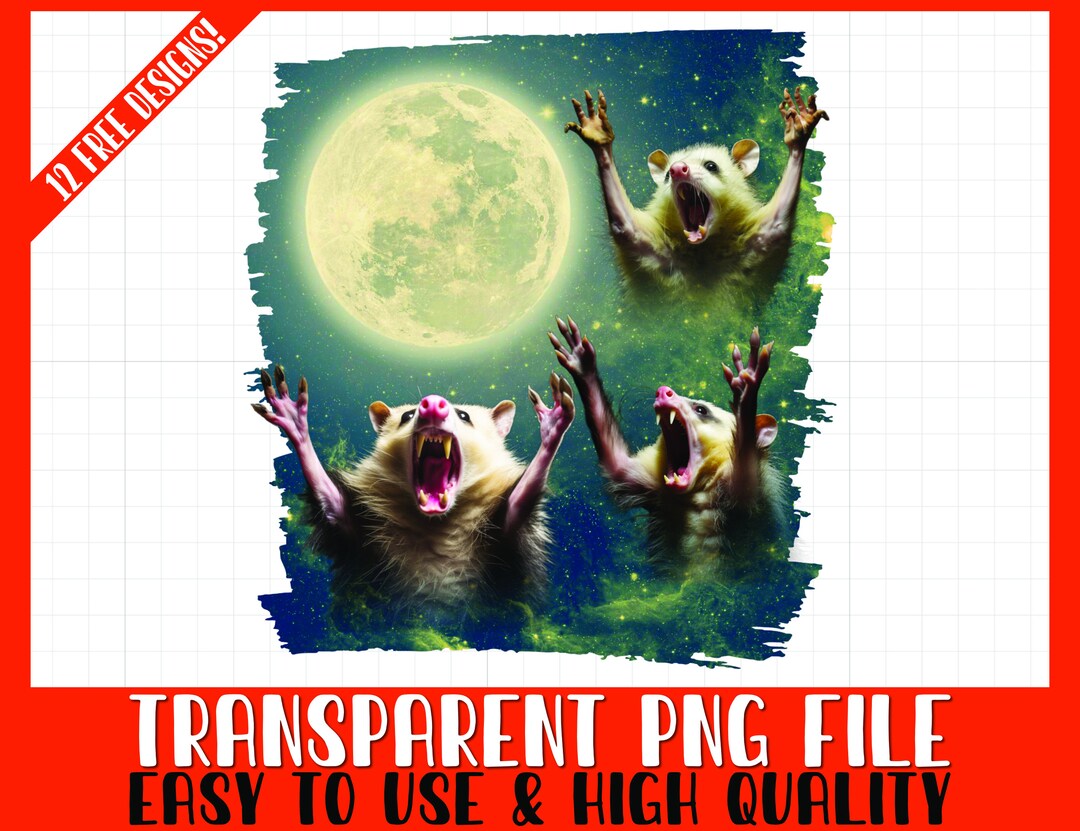Opossum Howling to Moon PNG, Opossum PNG, Sublimation Design PNG ...