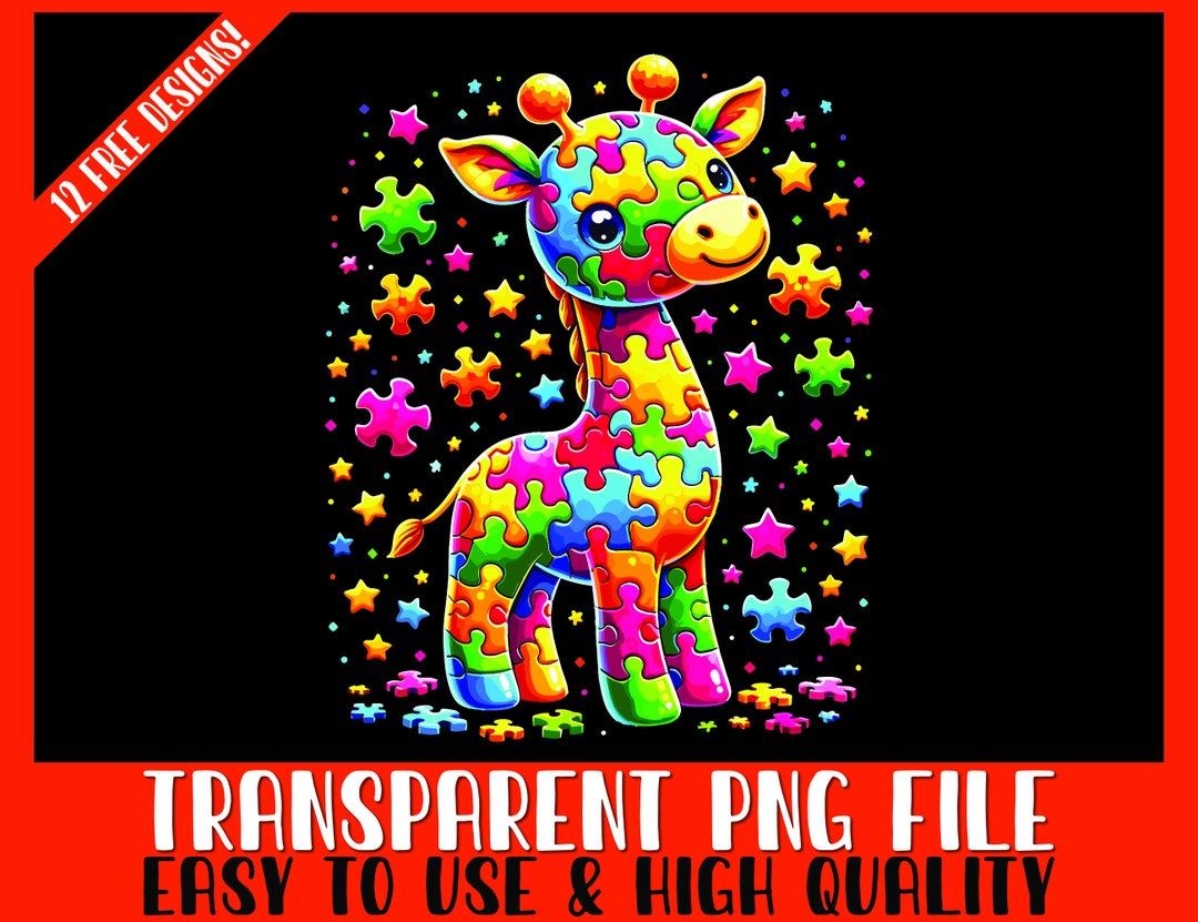 Autism Awareness PNG, Autism Giraffe PNG, Sublimation Design PNG ...