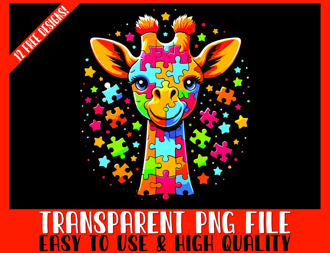 Autism Awareness PNG, Autism Giraffe PNG, Sublimation Design PNG ...