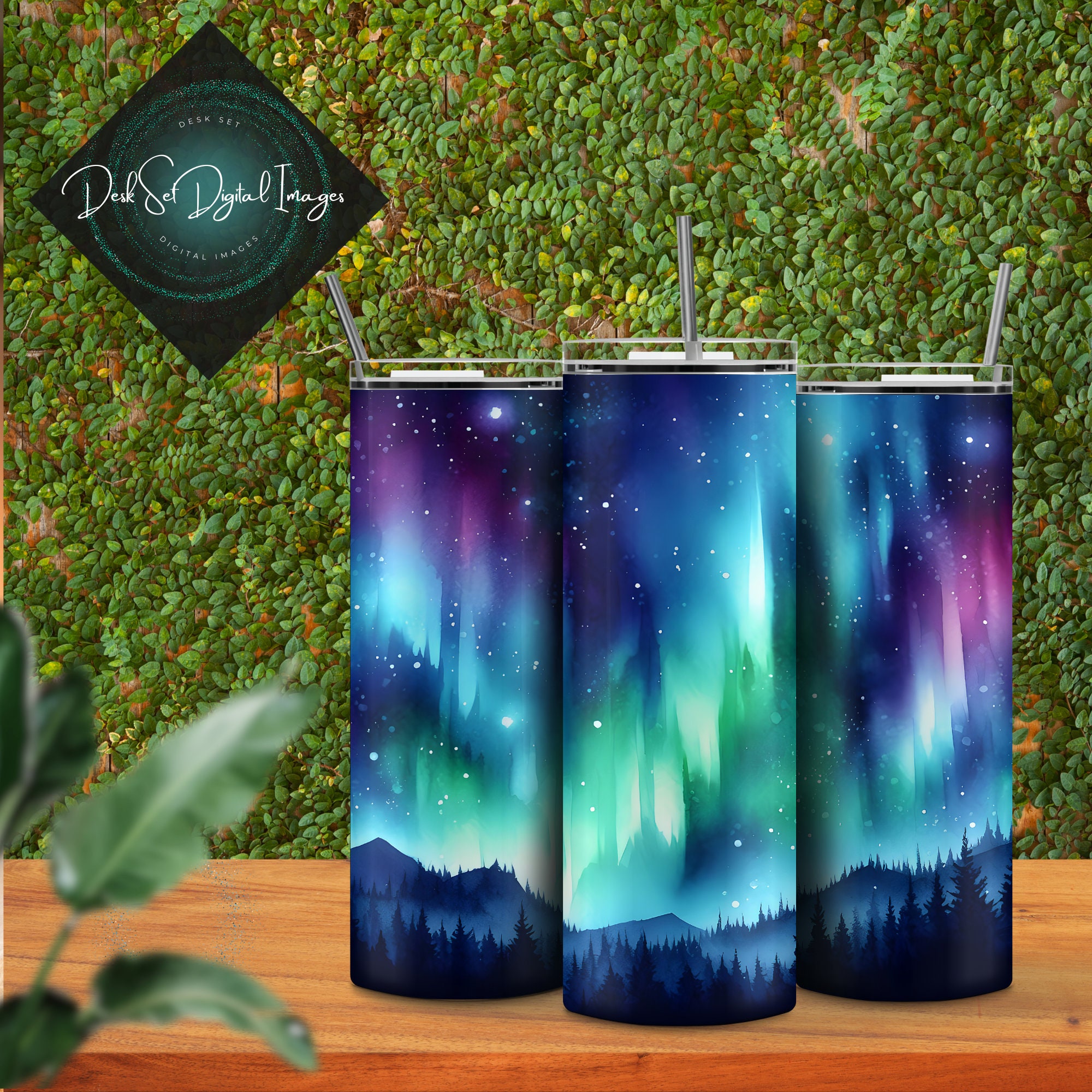 Aurora Borealis Tumbler Wrap Northern Lights PNG 20 Oz Skinny Tumbler ...