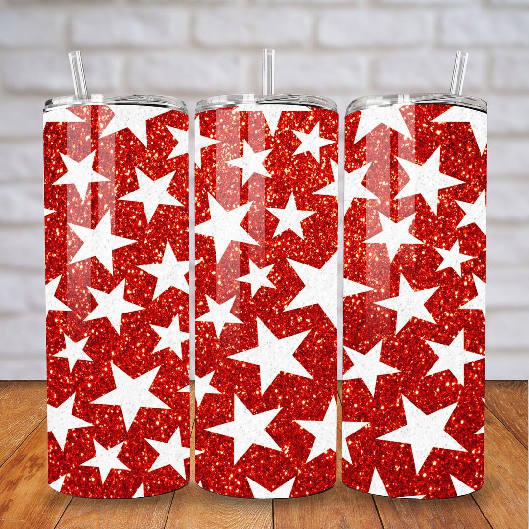 4th of July Glitter Stars PNG Seamless 20oz Skinny Tumbler Patriotic ...