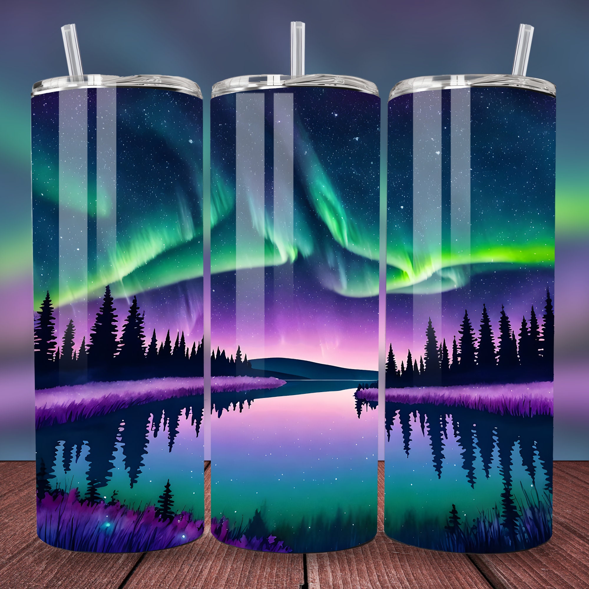 Aurora Borealis Tumbler Wrap Northern Lights PNG 20 Oz Skinny Tumbler ...