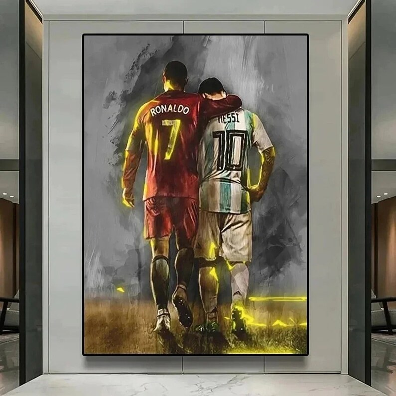 Printed Messi Ronaldo Poster Messi Poster, Ronaldo Poster, Football ...