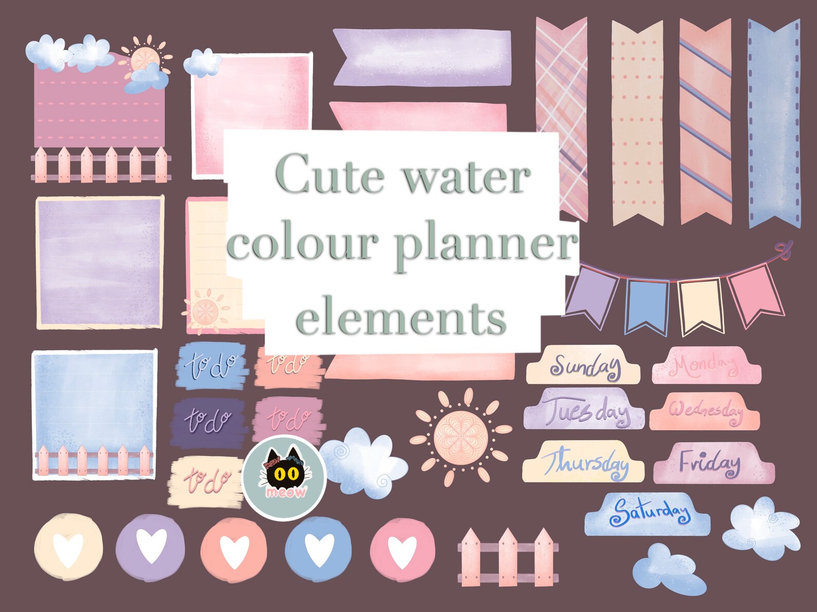 Planner Clipart Watercolor Digital Download Clip Art Digital Planner ...