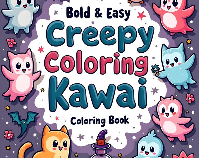 Kawaii Creepy Coloring Book for Kids – 120 Page Printable PDF – Bold ...