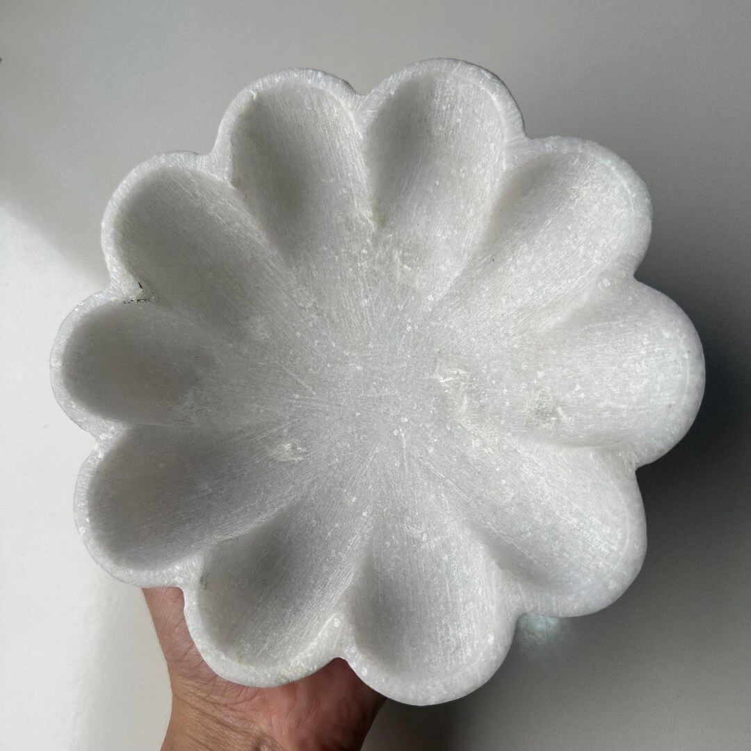 Fluted Marble Bowl, Ruffled Bowl, Scallop Bowl, Marble Flower Bowl ...
