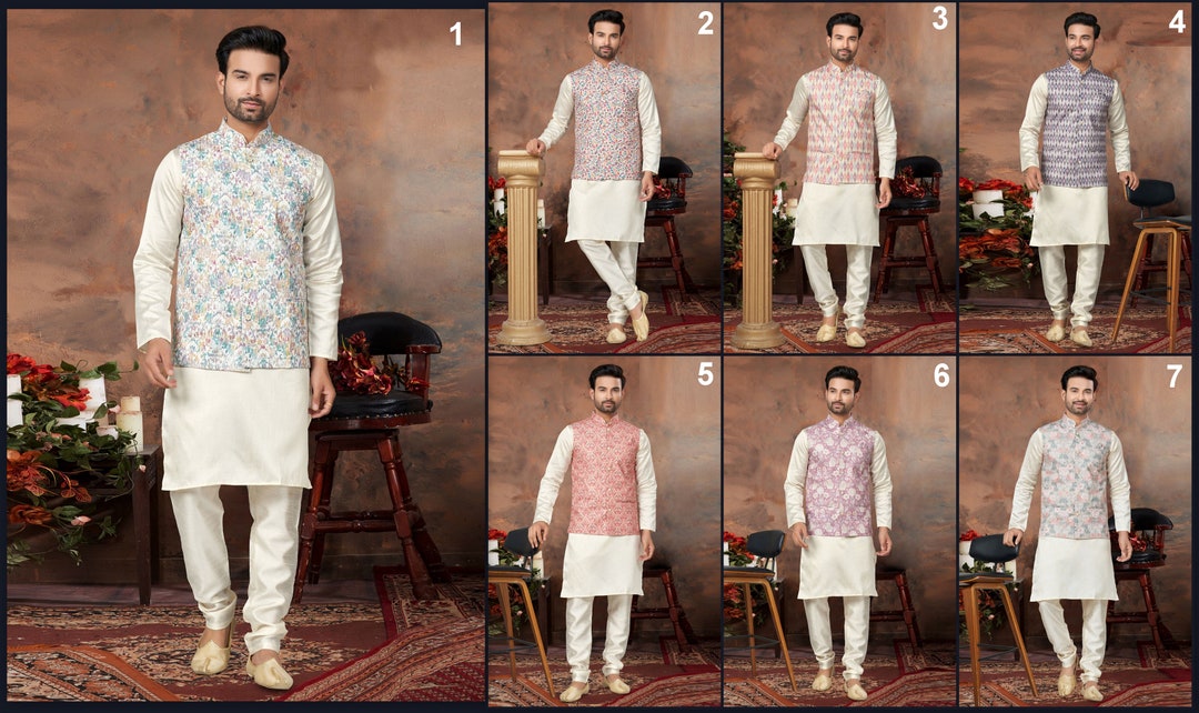 Men's Mastani Silk Kurta Pajama With Heavy Cotton Koti Set, Designer ...