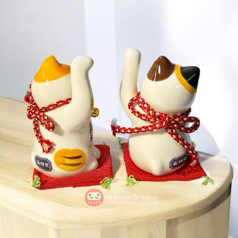 Beautiful Lucky Cat Maneki Neko No.7859-7860, Tall 7.5 Cm. - Etsy