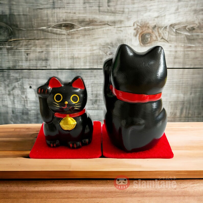 Black Lucky Cat Maneki Neko Tall 2 Inch, Right Hand. - Etsy