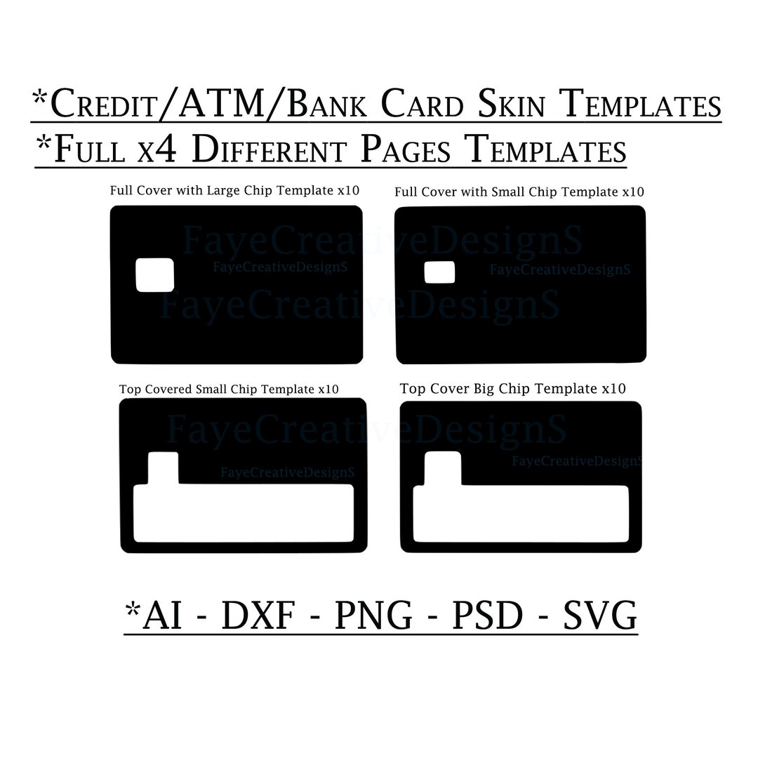 Credit | ATM | Bank Card Skin Templates (x4 /w Full Pages) - Etsy
