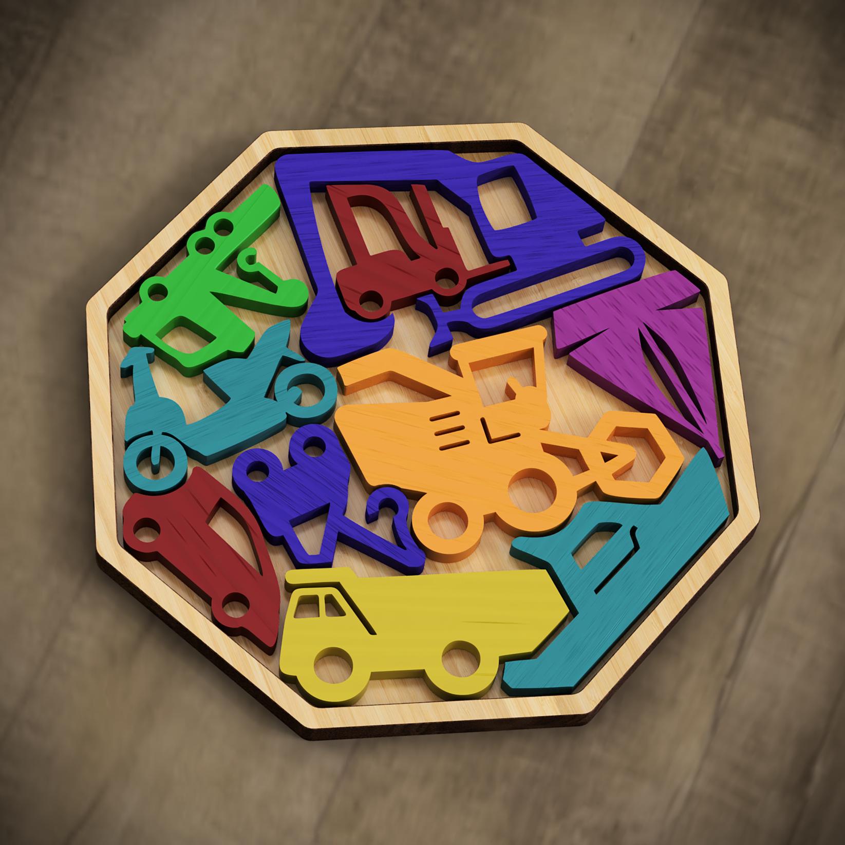 Wooden Transport Puzzle for Children, Woodentoy, Puzzle Template ...