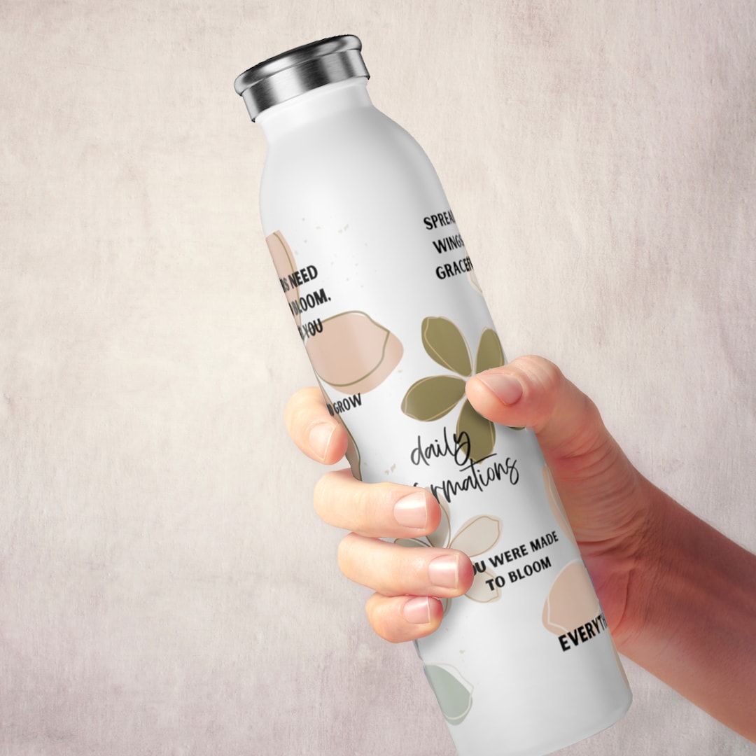 Daily Affirmations Water Bottle Daily Flower Affirmations Yogagift ...