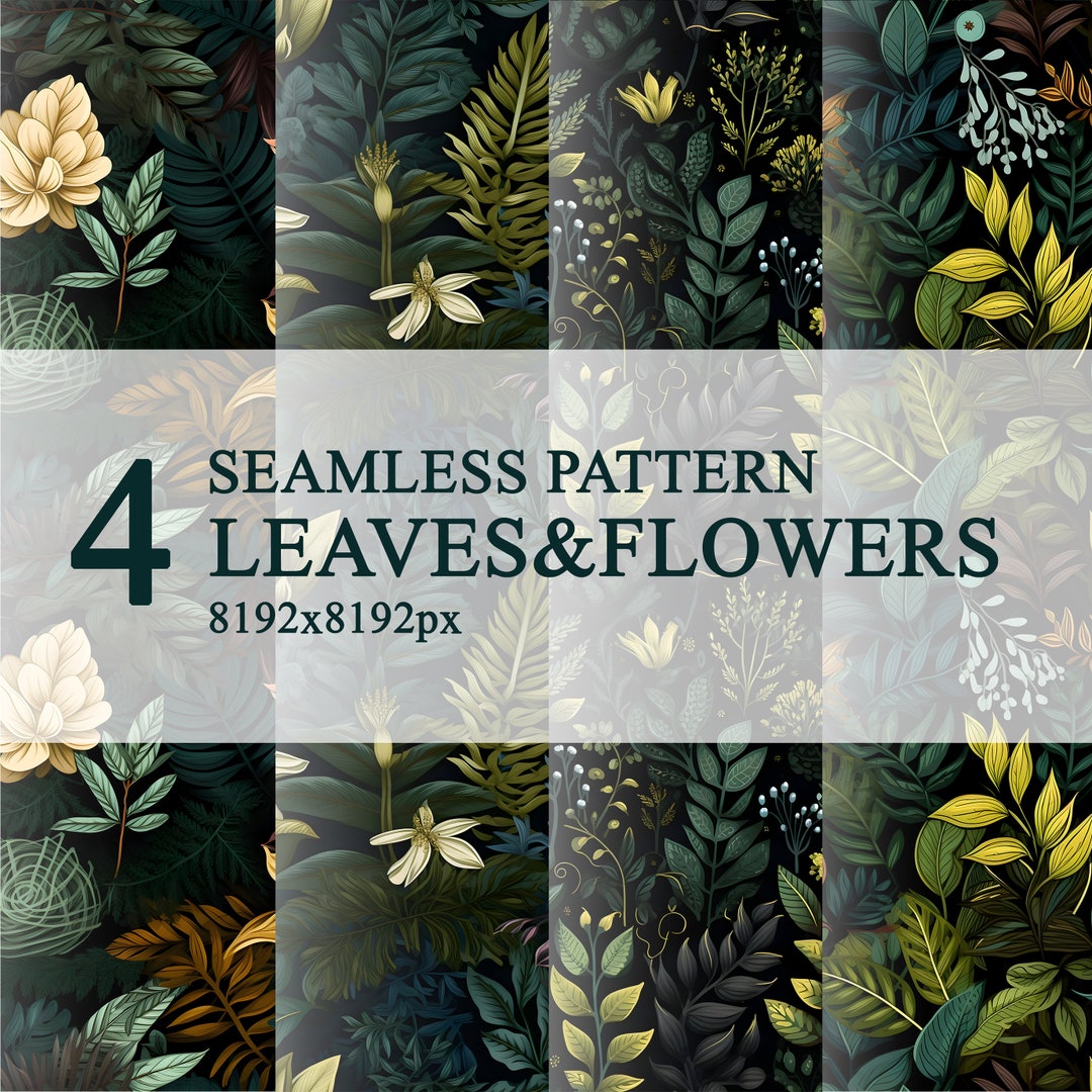 Leaves Digital Paper, Flowers Seamless Pattern, Floral Prints, Leaves ...
