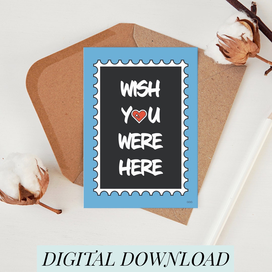 Wish You Were Here Greeting Card Romantic Greeting Card Digital ...
