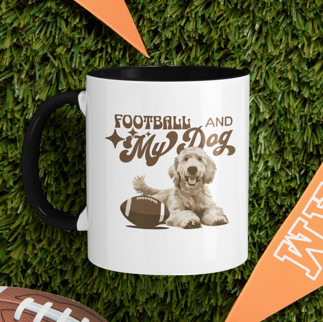 Goldendoodle Football and My Dog Graphic Mug, Cute Pet Lover Coffee Cup ...