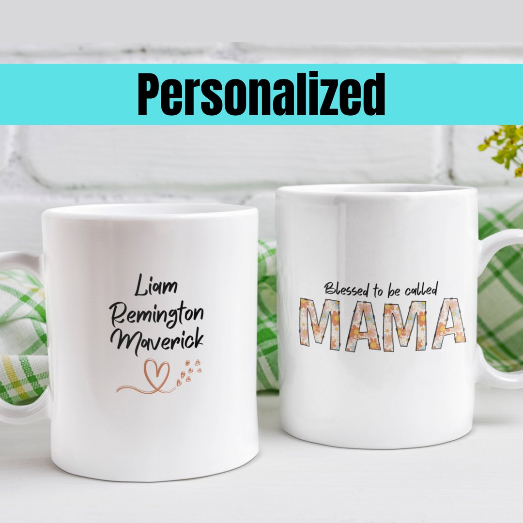 Personalized Flower Mama Mug, Mug for Mom's, Gift for Mom, Personalized ...