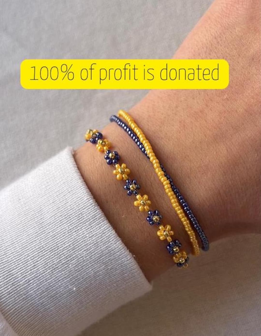 Ukrainian Flag Bracelet Set Daisy Blue Yellow Patriotic Stand With ...