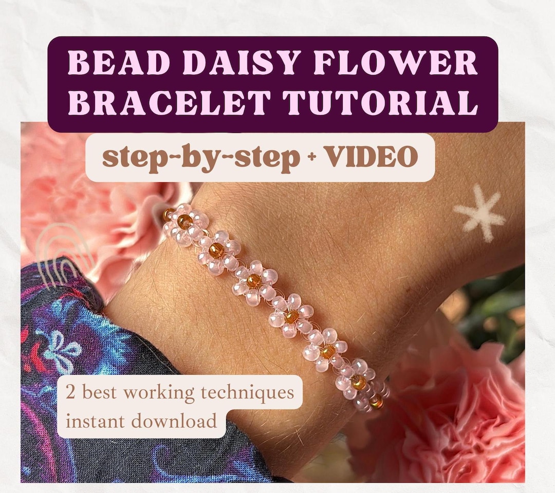 Beaded Daisy Flower Bracelets Tutorial - Matching Design: DIY Handmade ...
