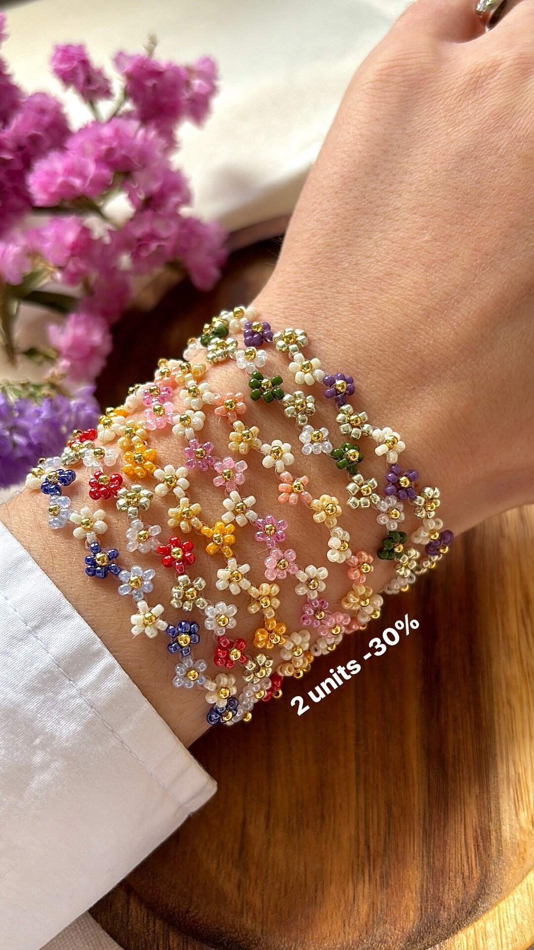 Gold Filled Flower Bead Bracelet/anklet Dainty 14k Zigzag Daisy Floral ...